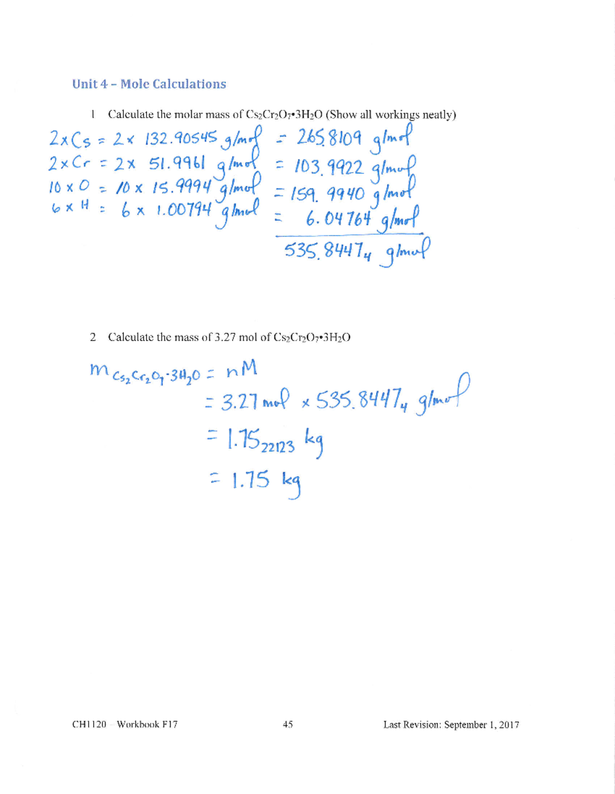 Unit 4 - Practice Exam (Answers Included) - CH1120 - Studocu
