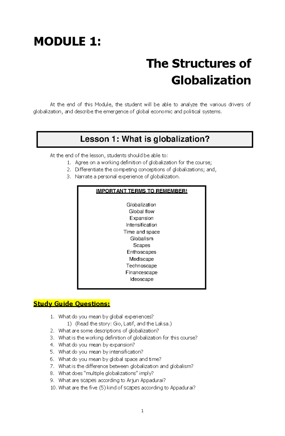 Inbound 307503841683186998 - Lesson 1: What is globalization? IMPORTANT ...