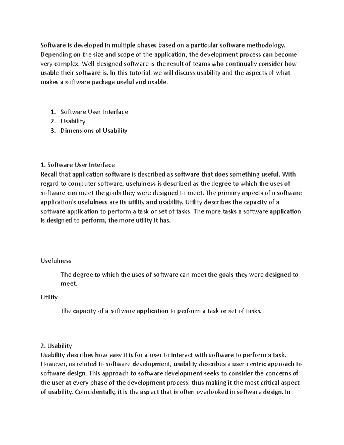 It14 - tutorial - Software is developed in multiple phases based on a ...