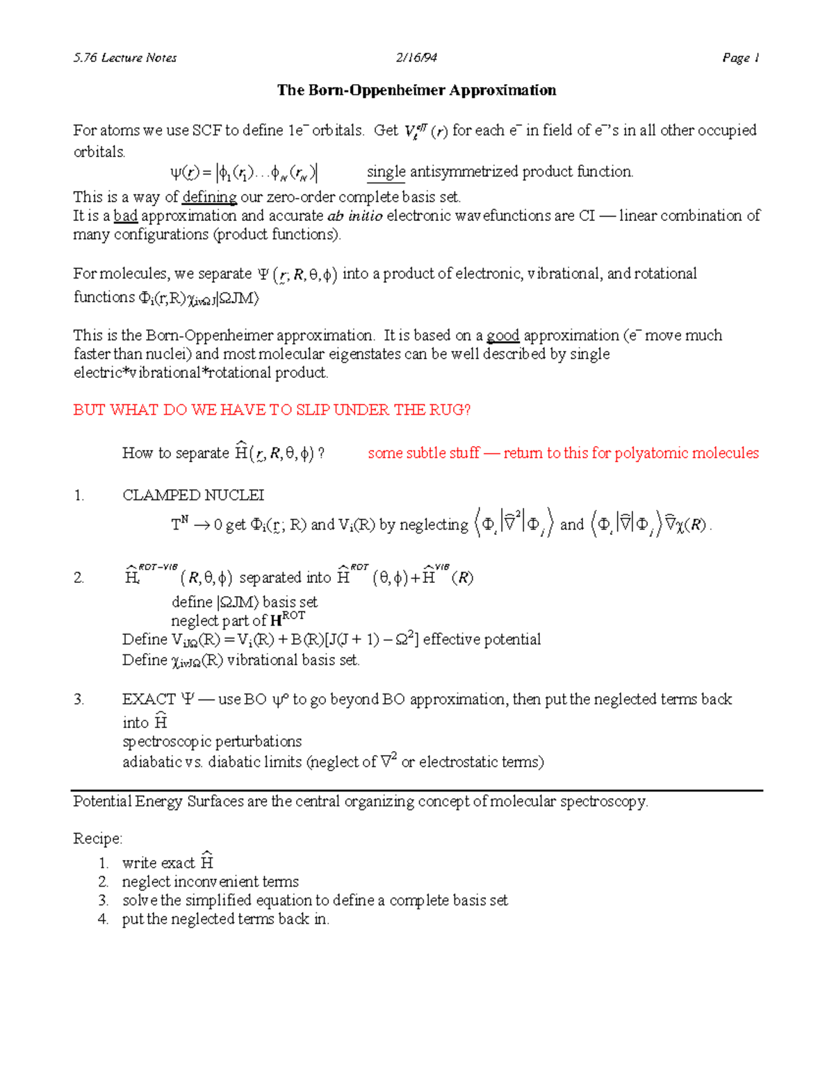 Lec9 - lecture 9 notes with formulas and math examples of Molecular ...