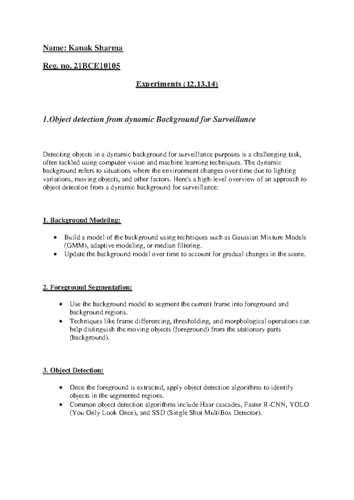 Experiments related to java - Name: Kanak Sharma Reg. no. 21BCE ...