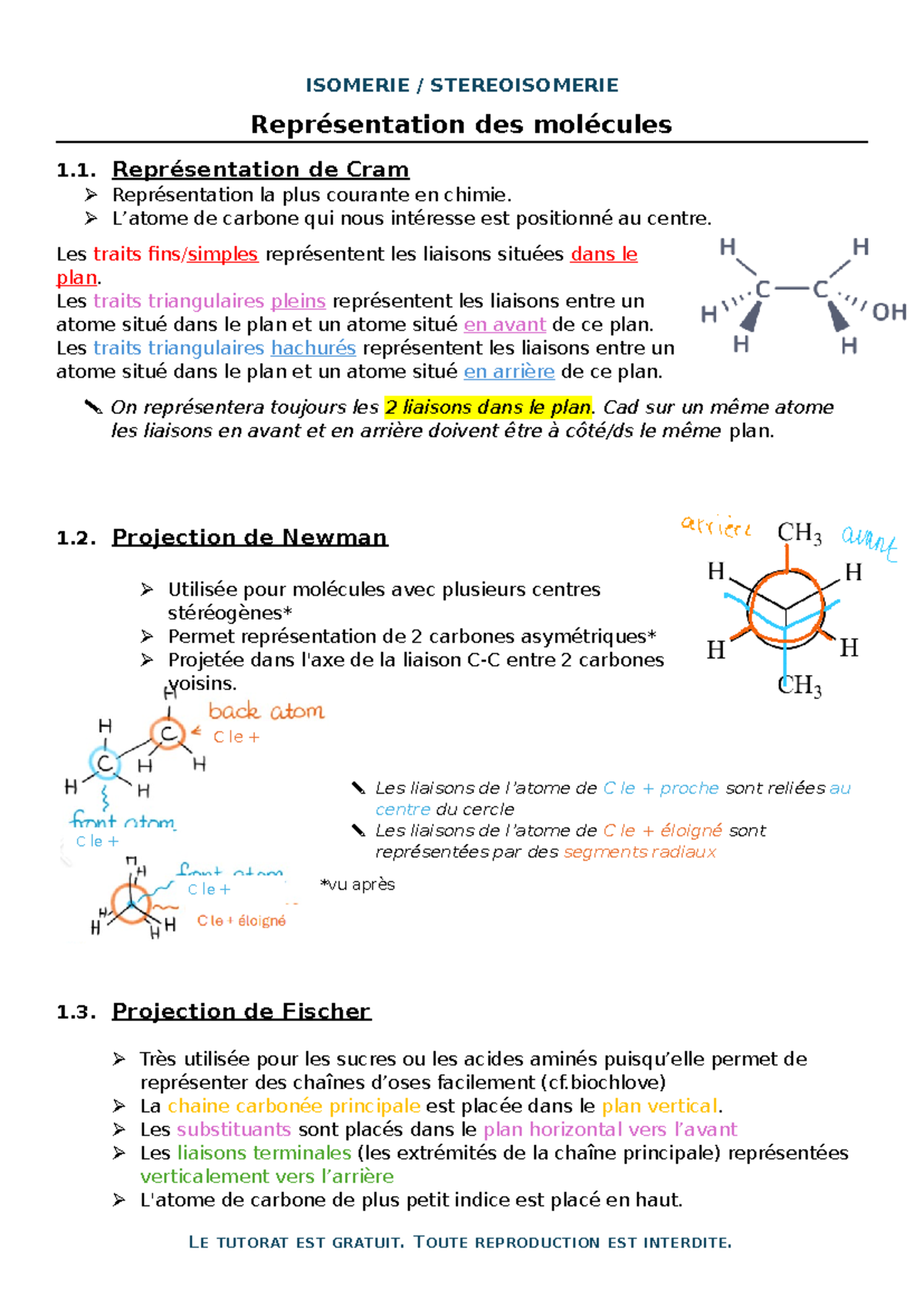 Stéréoisomérie - ISOMERIE / STEREOISOMERIE Représentation des molécules ...