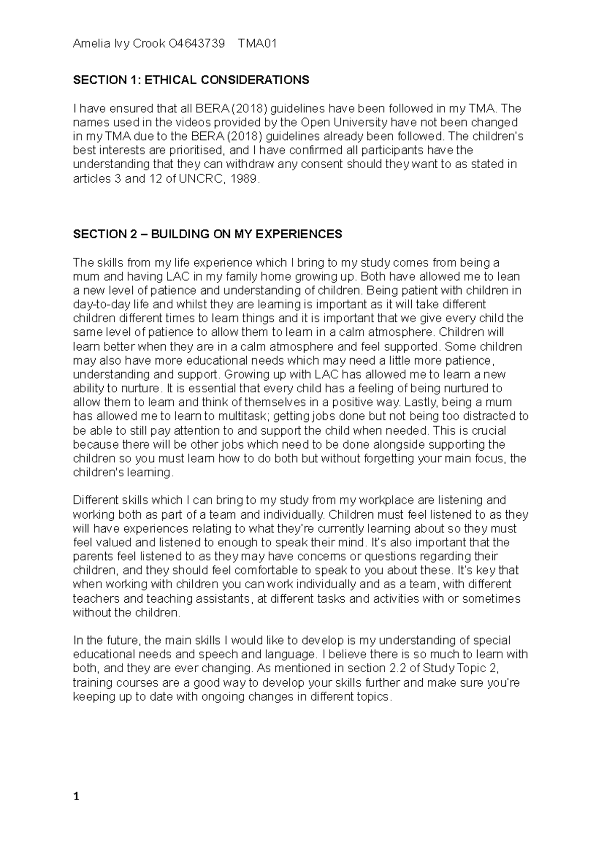 TMA 01 - Completed assignment for TMA01 for E103 through The Open University - SECTION 1 ...