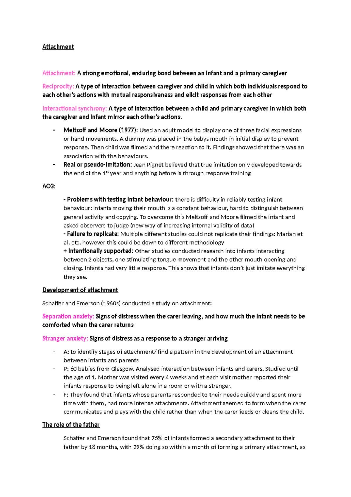 Attachment notes - none - Attachment Attachment: A strong emotional ...