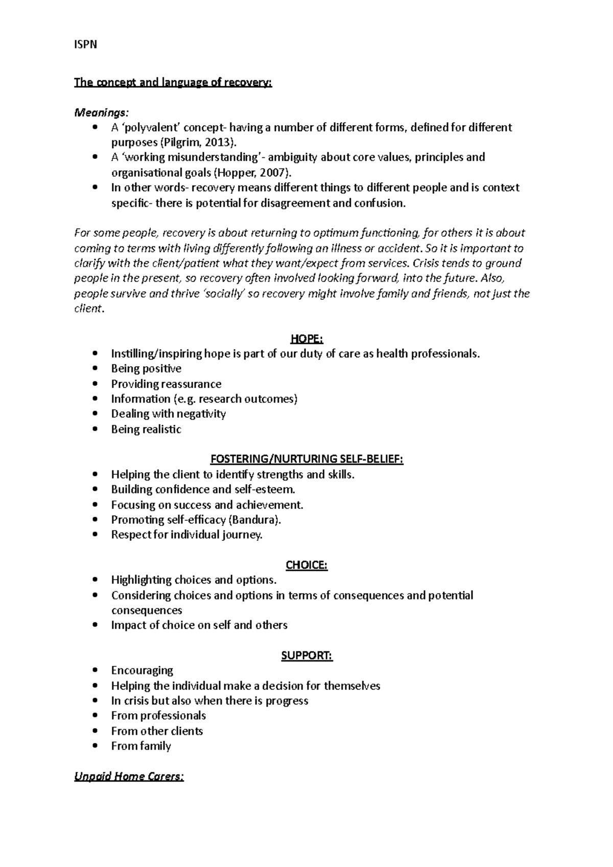 The concept and language of recovery - ISPN The concept and language of ...