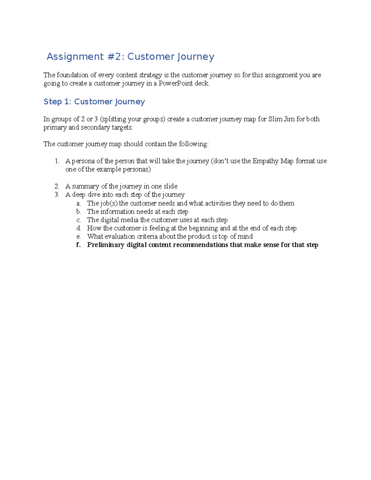 Customer Journey Assignment - Assignment #2: Customer Journey The ...