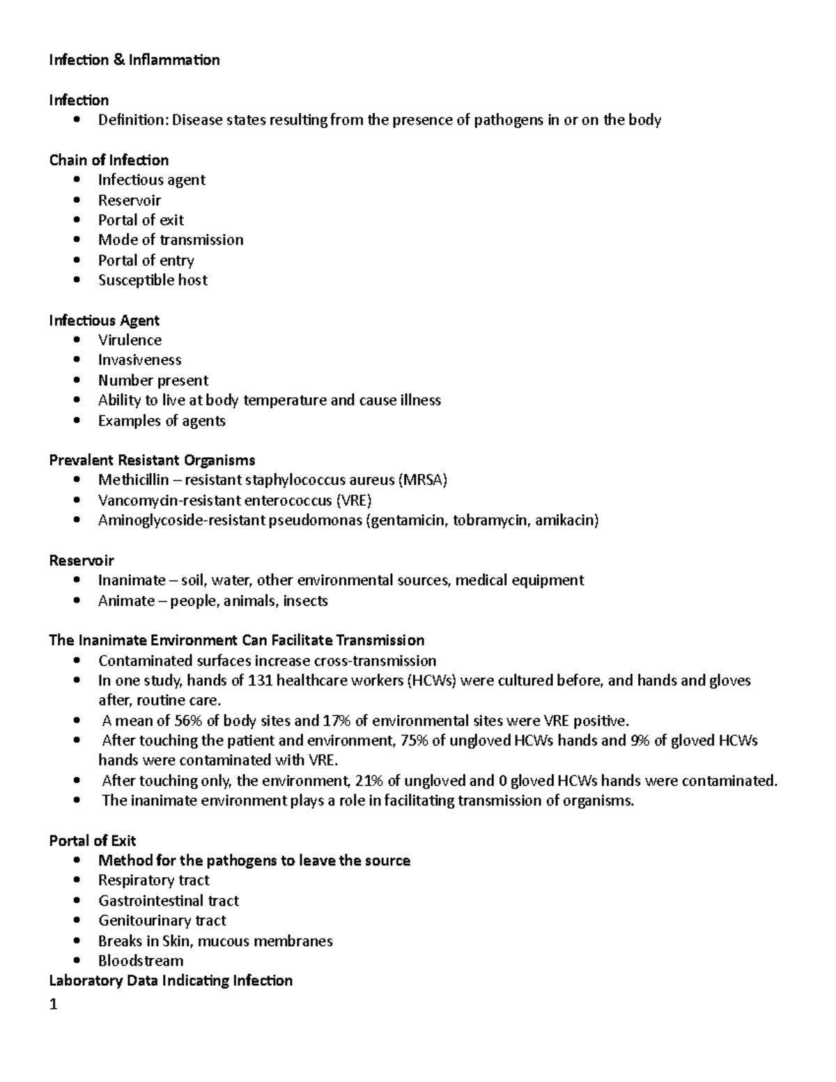 Notes Infection and Inflammation - Infection & Inflammation Infection ...
