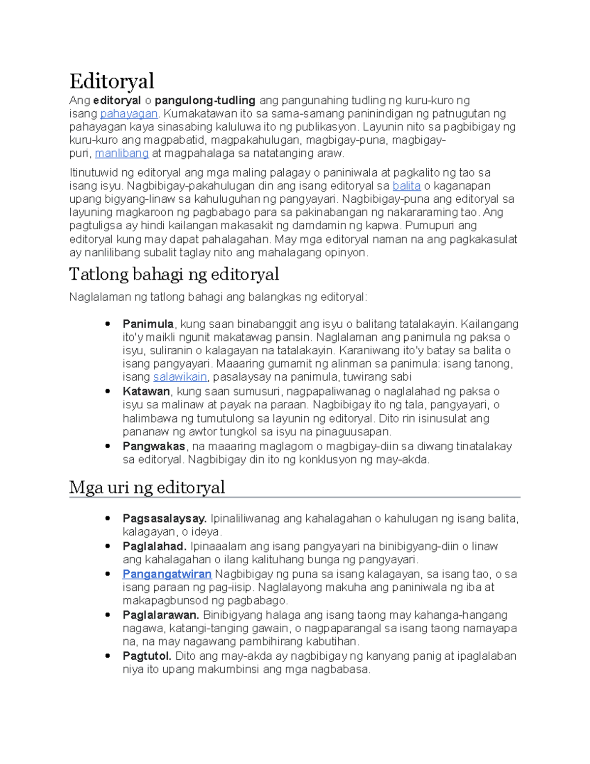 Editoryal - this is just a note - Editoryal Ang editoryal o pangulong ...