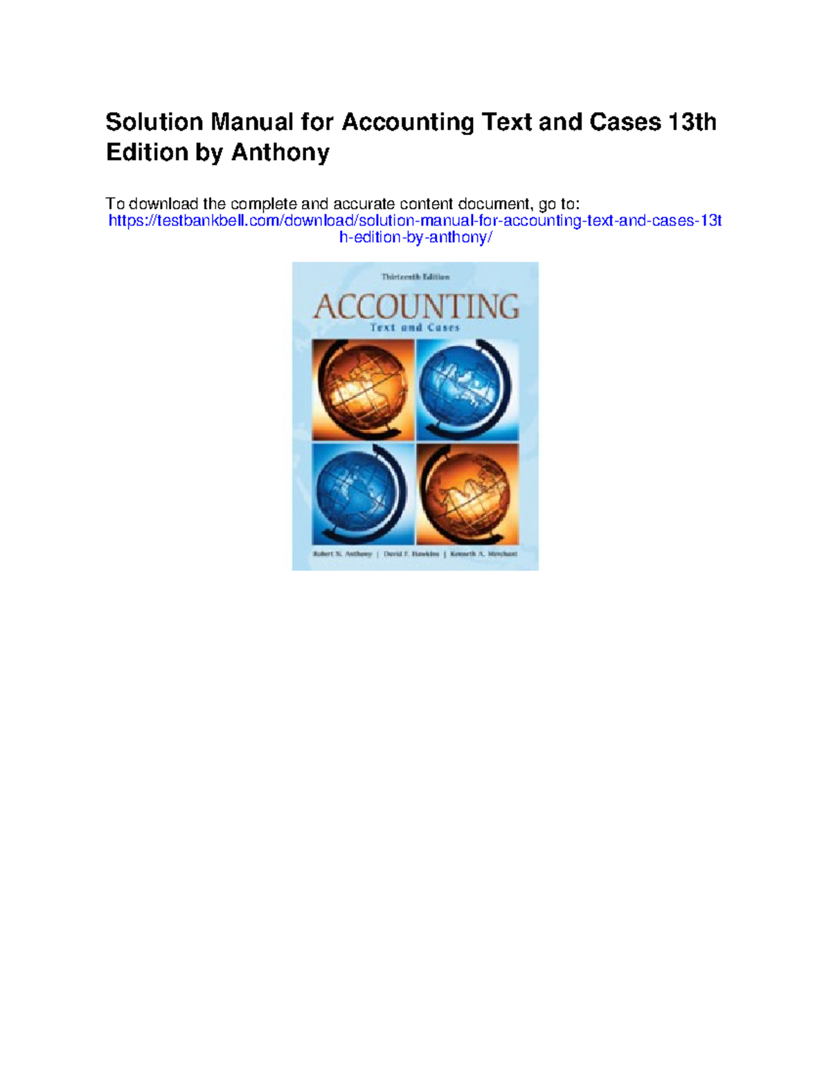 672658506 Solution Manual for Accounting Text and Cases 13th Edition by ...