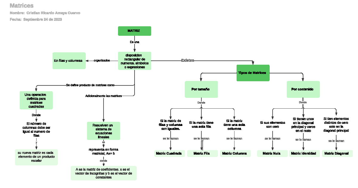 Matrices - Color - ejercicios - Es una organizados Si la matriz de ...