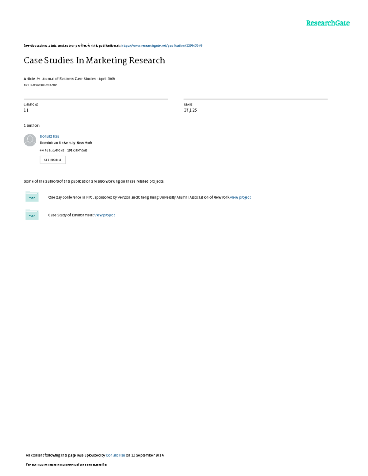 Case Studies In Marketing Research - See discussions, stats, and author ...