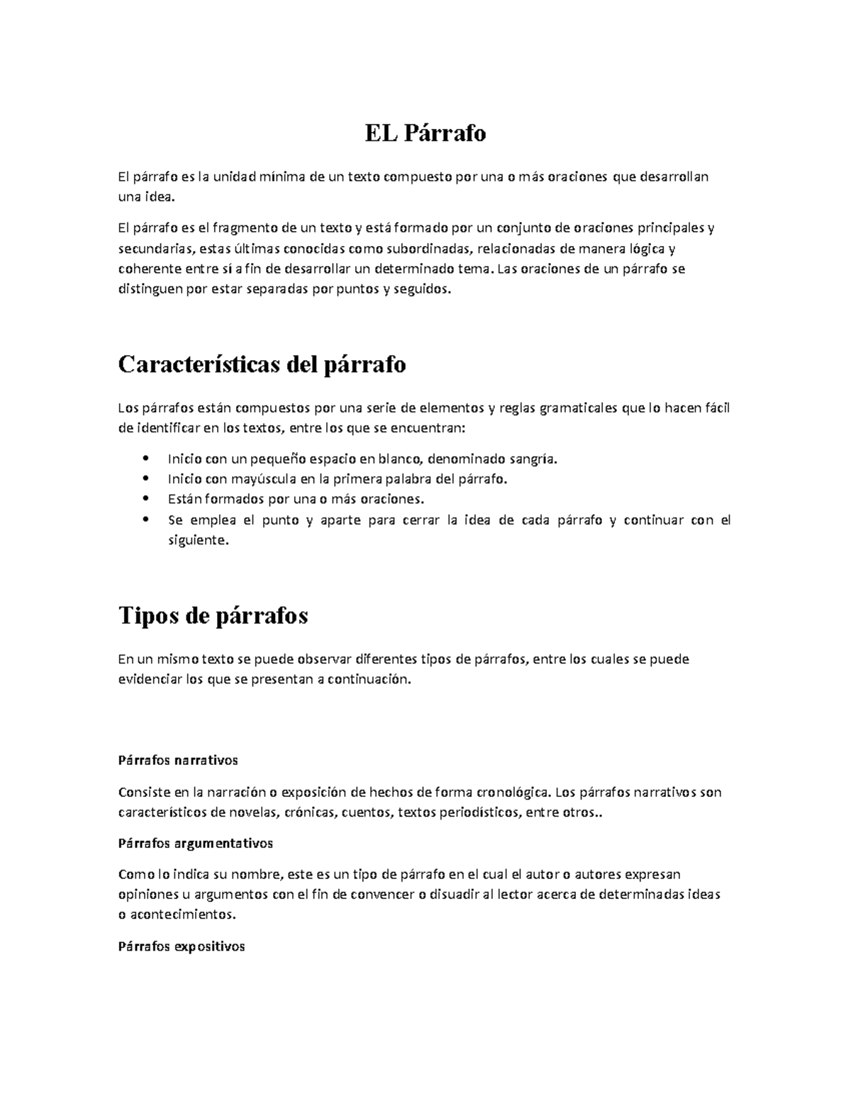 que es el parrafo - EL Párrafo El párrafo es la unidad mínima de un ...