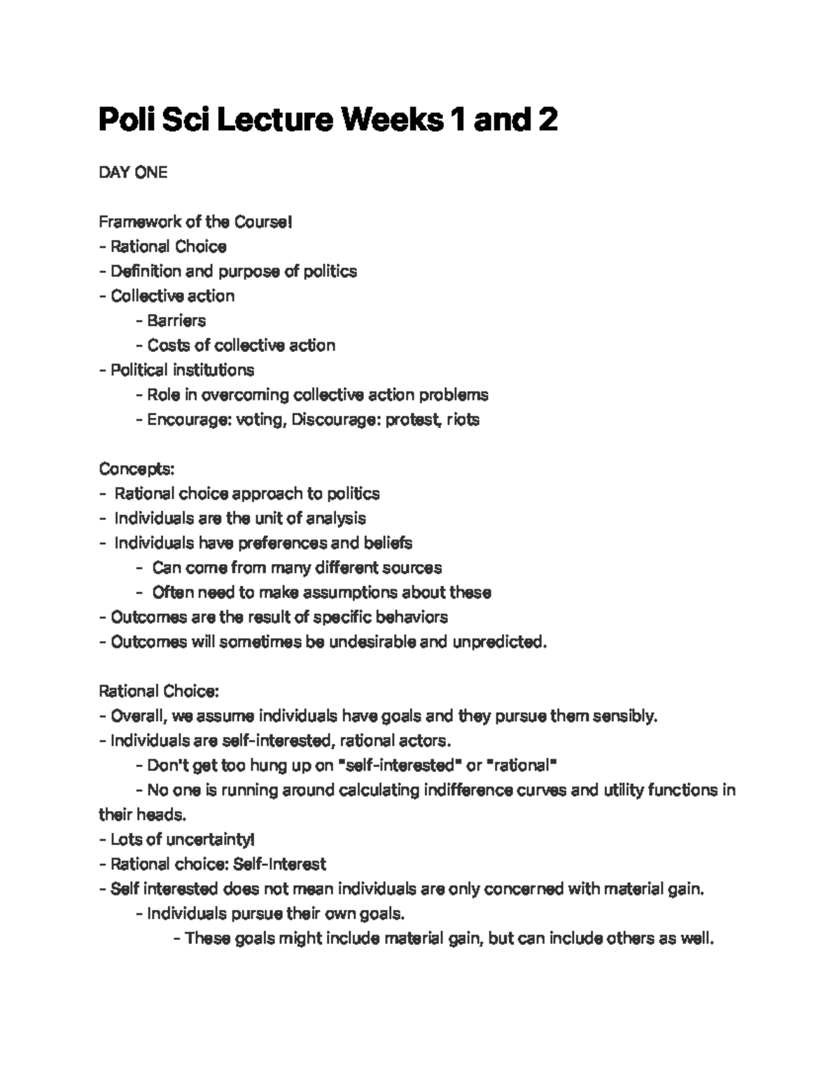 Poli Sci Lecture Weeks 1 and 2 - Poli Sci Lecture Weeks 1 and 2 DAY ONE ...