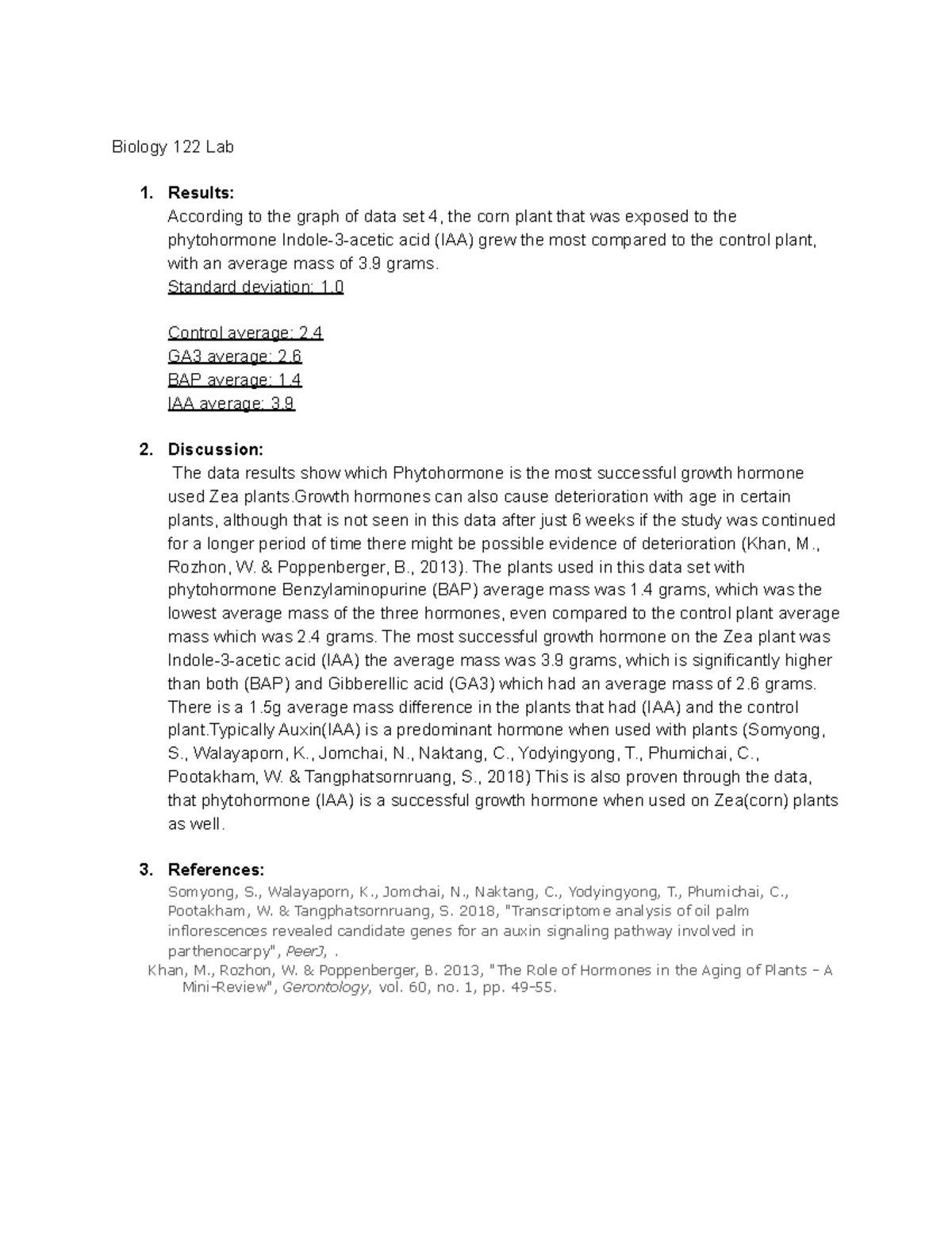 Biology 122 Lab - Lab report example for Bio122 - Biology 122 Lab 1 ...