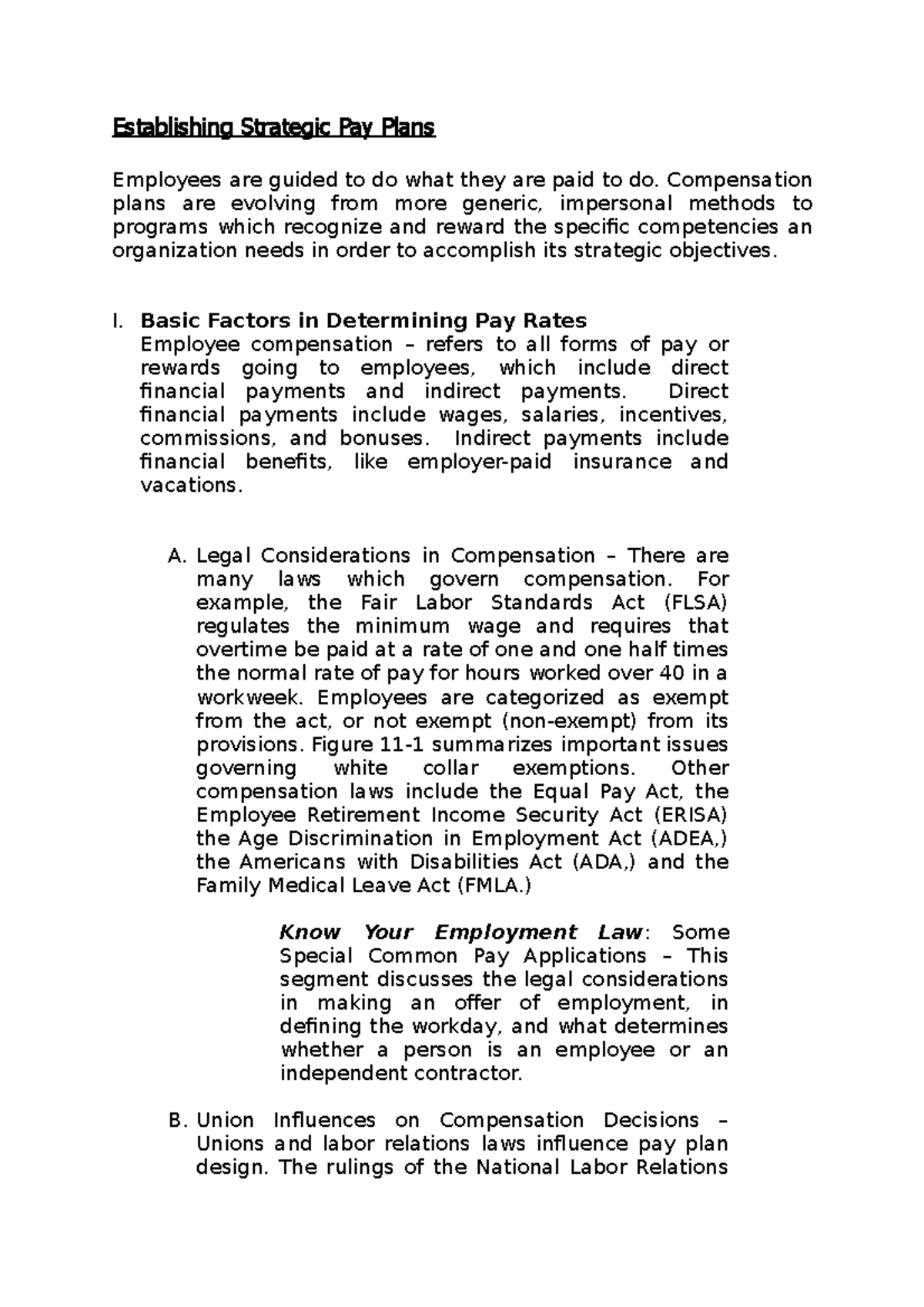 Establishing Strategic Pay Plans - Establishing Strategic Pay Plans ...