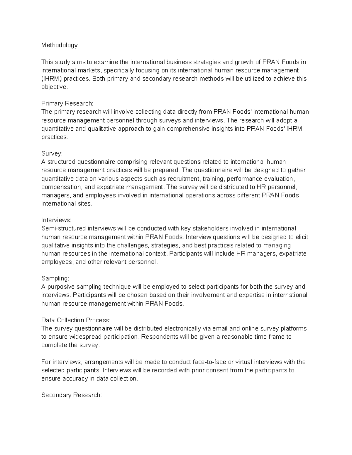 Methodology- Methodology: This study aims to examine the international ...