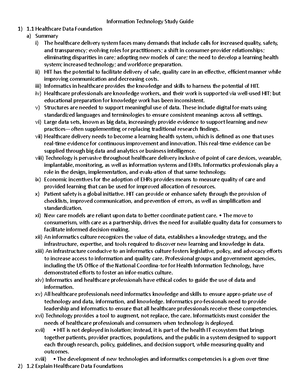 Informatics study guide - Competency 1: Information Management Study ...