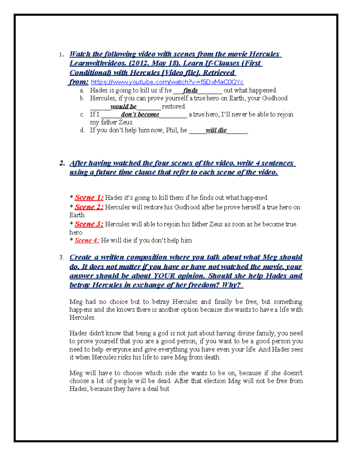 Activity 9 - English 3 - Actividad 9 - ingles 3 - 1. Watch the ...