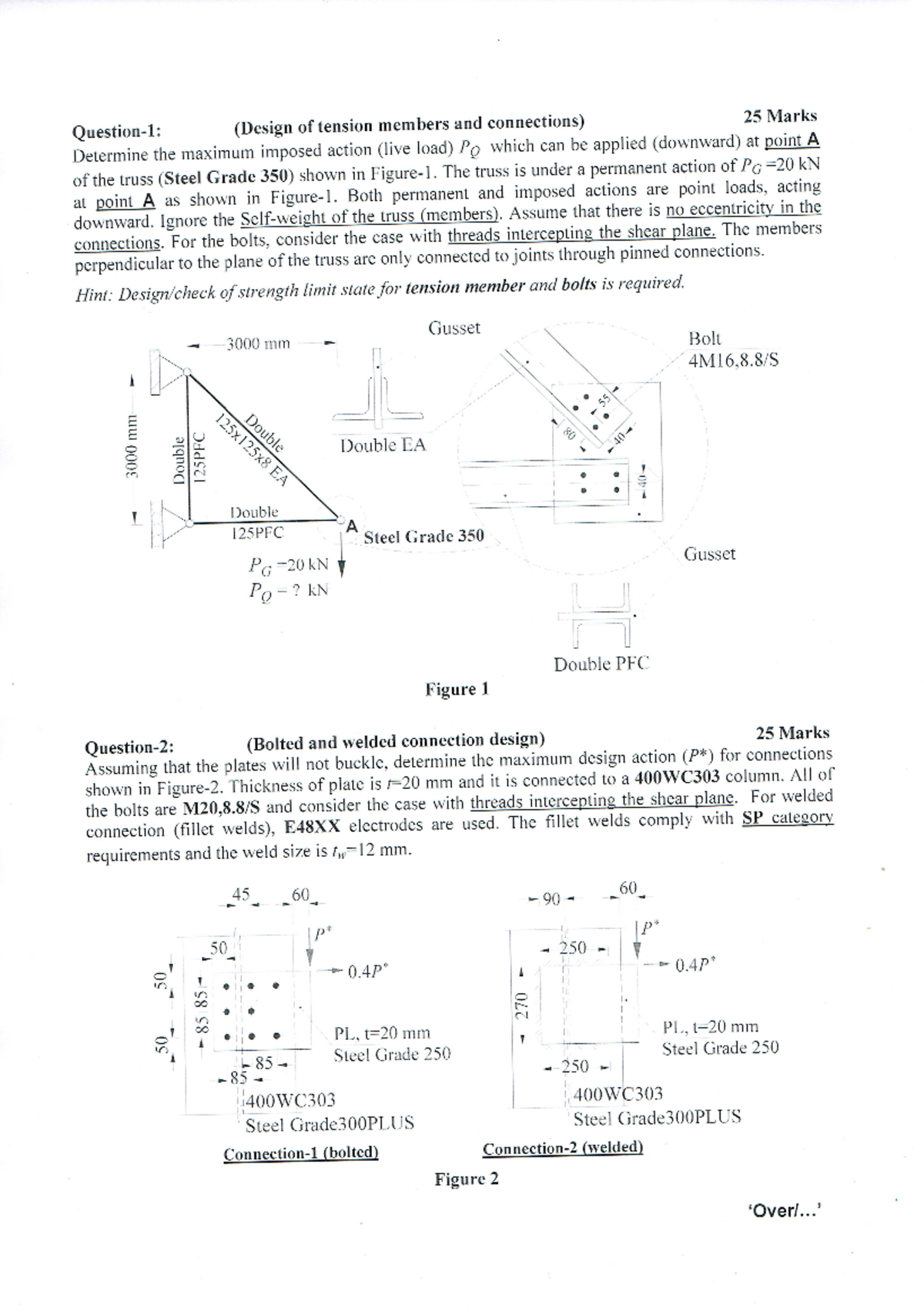 Exam, questions and answers - Question-1: (Design of tension members ...