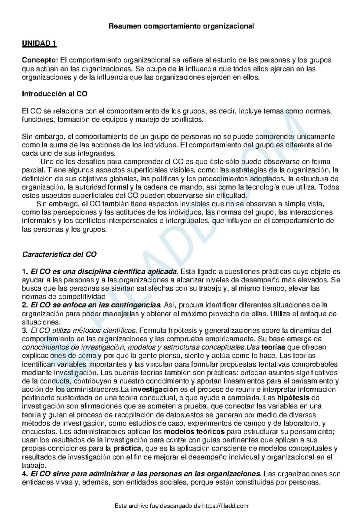 Resumen comportamiento organizacional - Se ocupa de la influencia que ...