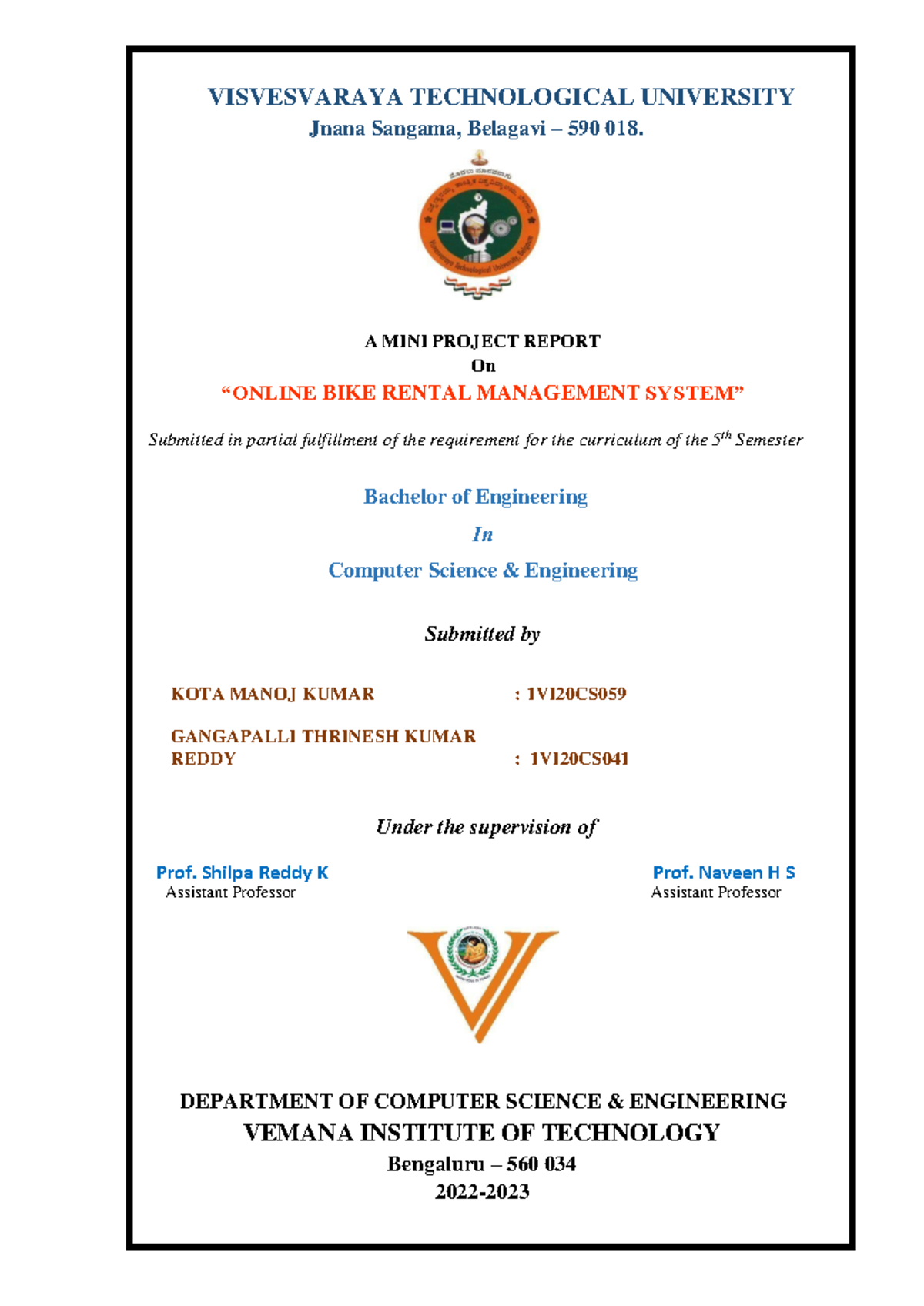 rachitha project - VISVESVARAYA TECHNOLOGICAL UNIVERSITY Jnana Sangama ...