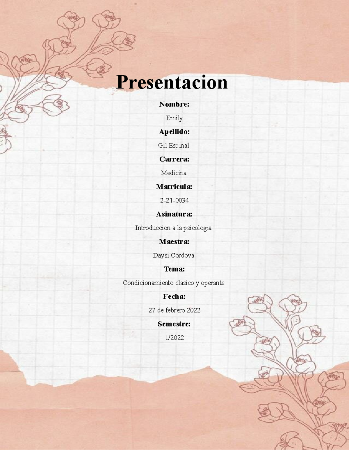 Condicionamiento clasico y operante Psicologia - Presentacion Nombre ...