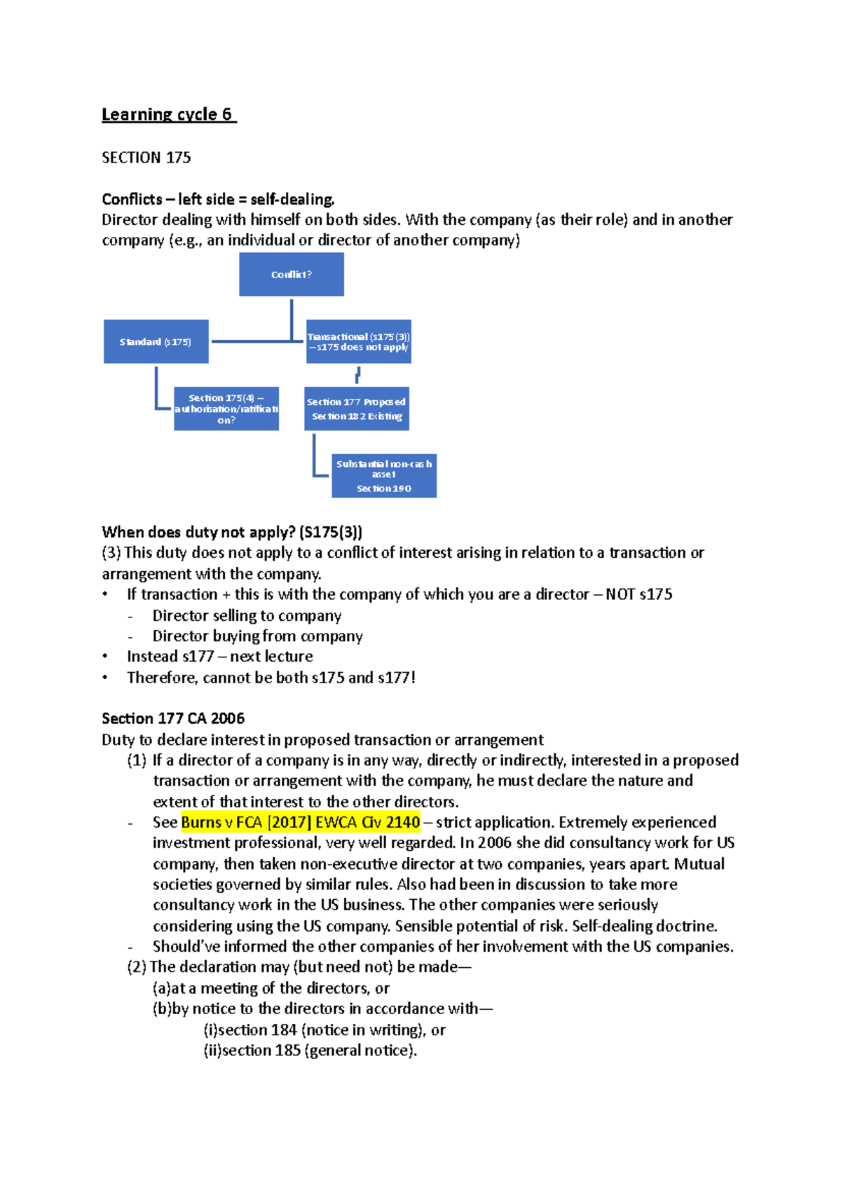 LC6 directors duties - Lecture notes 6 - Learning cycle 6 SECTION 175 ...