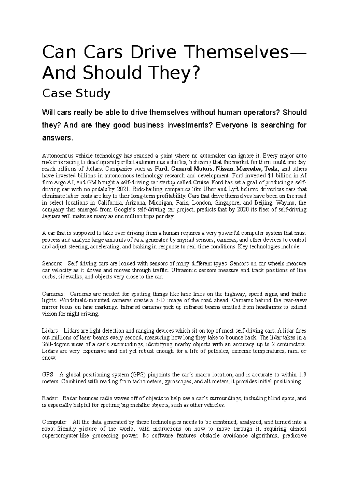 Can Cars Drive Themselves - Can Cars Drive Themselves— And Should They ...