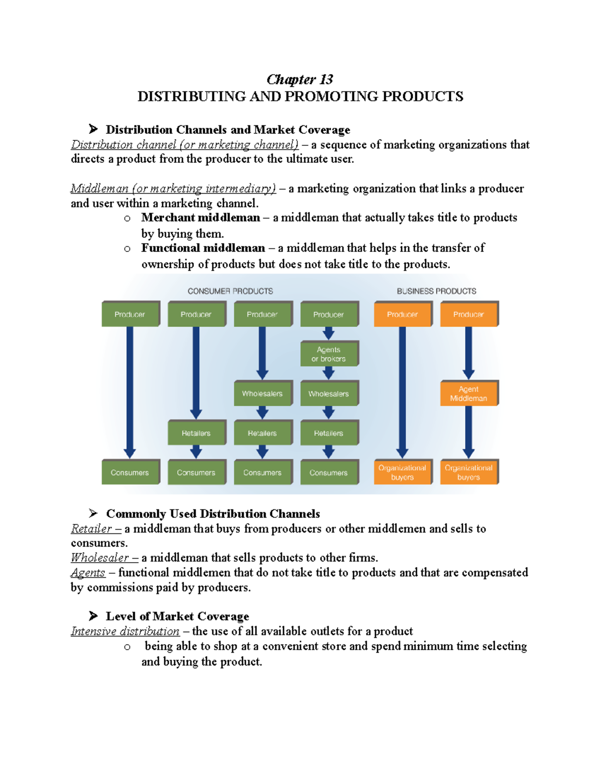 Chapter 13 Business Lecture Notes - Chapter 13 DISTRIBUTING AND ...