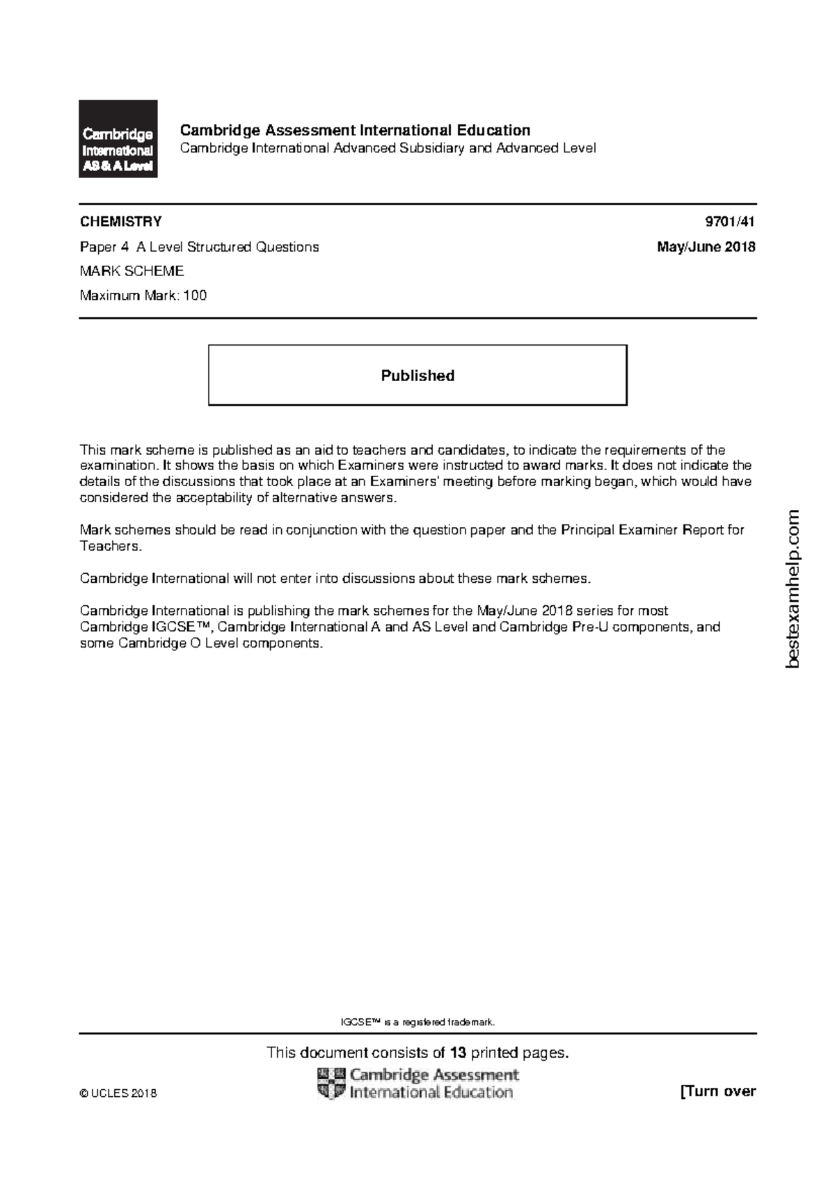 9701 s18 ms 41 - QUESTION PAPER - IGCSE™ is a registered trademark ...