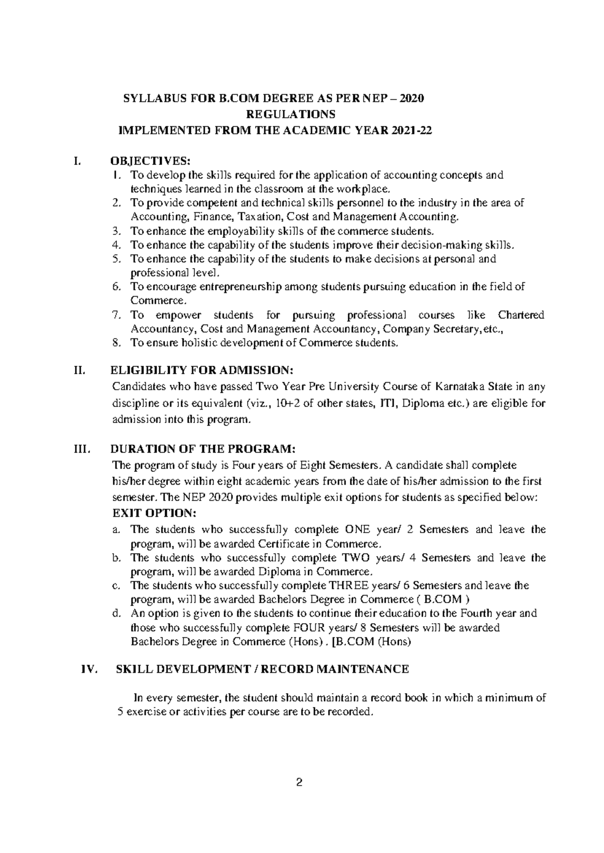 B.COM - Syllabi - NEP-converted - SYLLABUS FOR B DEGREE AS PER NEP ...