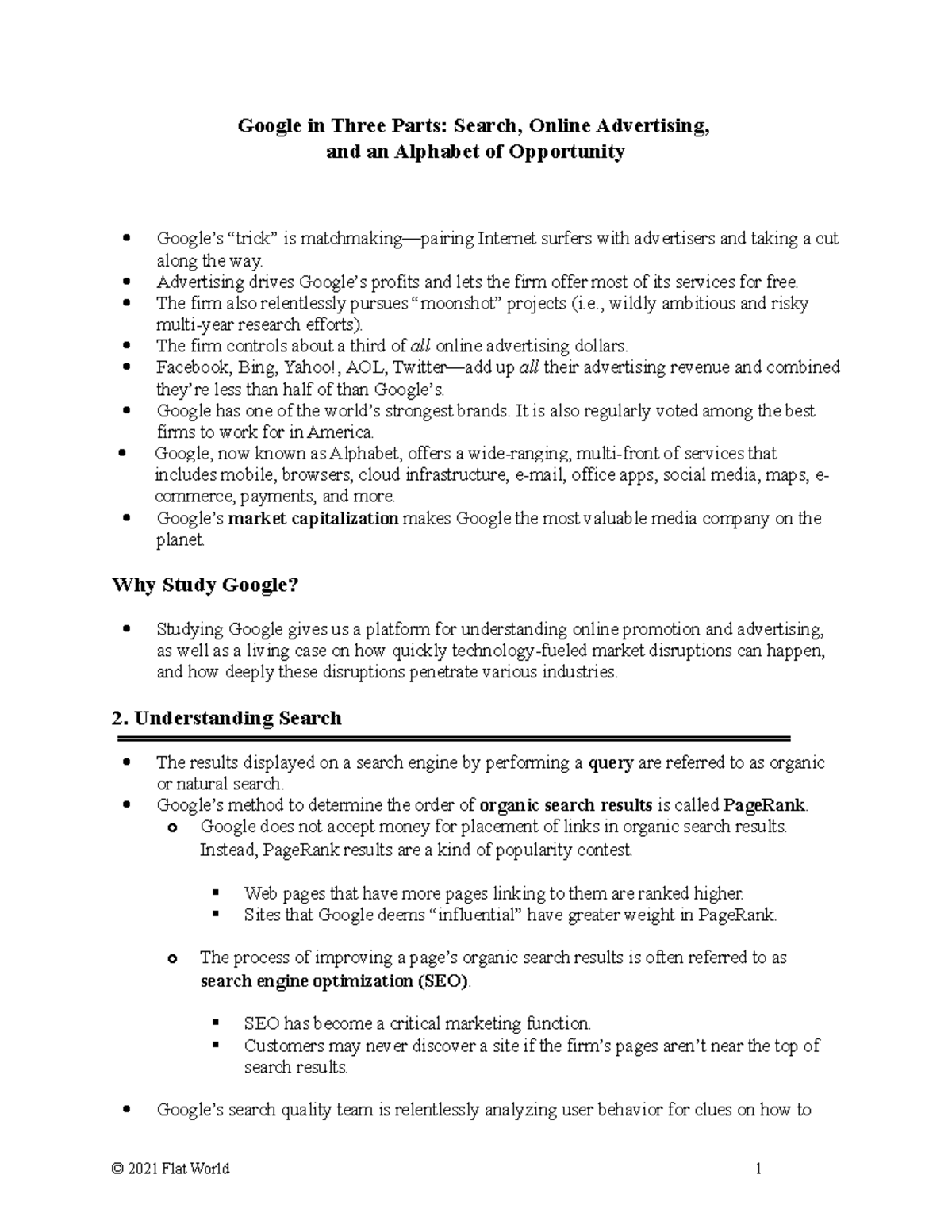 Google - Study Guide - Google in Three Parts: Search, Online ...
