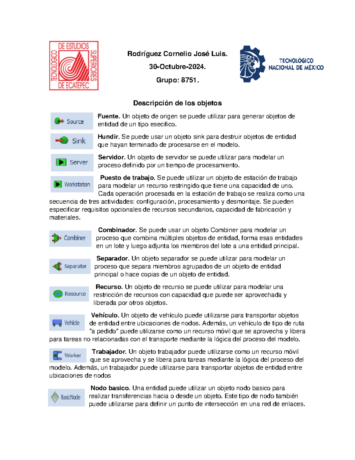 Tarea Simio merged - Descripción de los objetos Fuente. Un objeto de ...