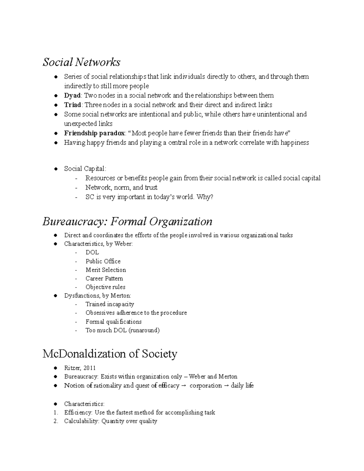 Sociology Chapter 4 - ... - Social Networks Series of social ...
