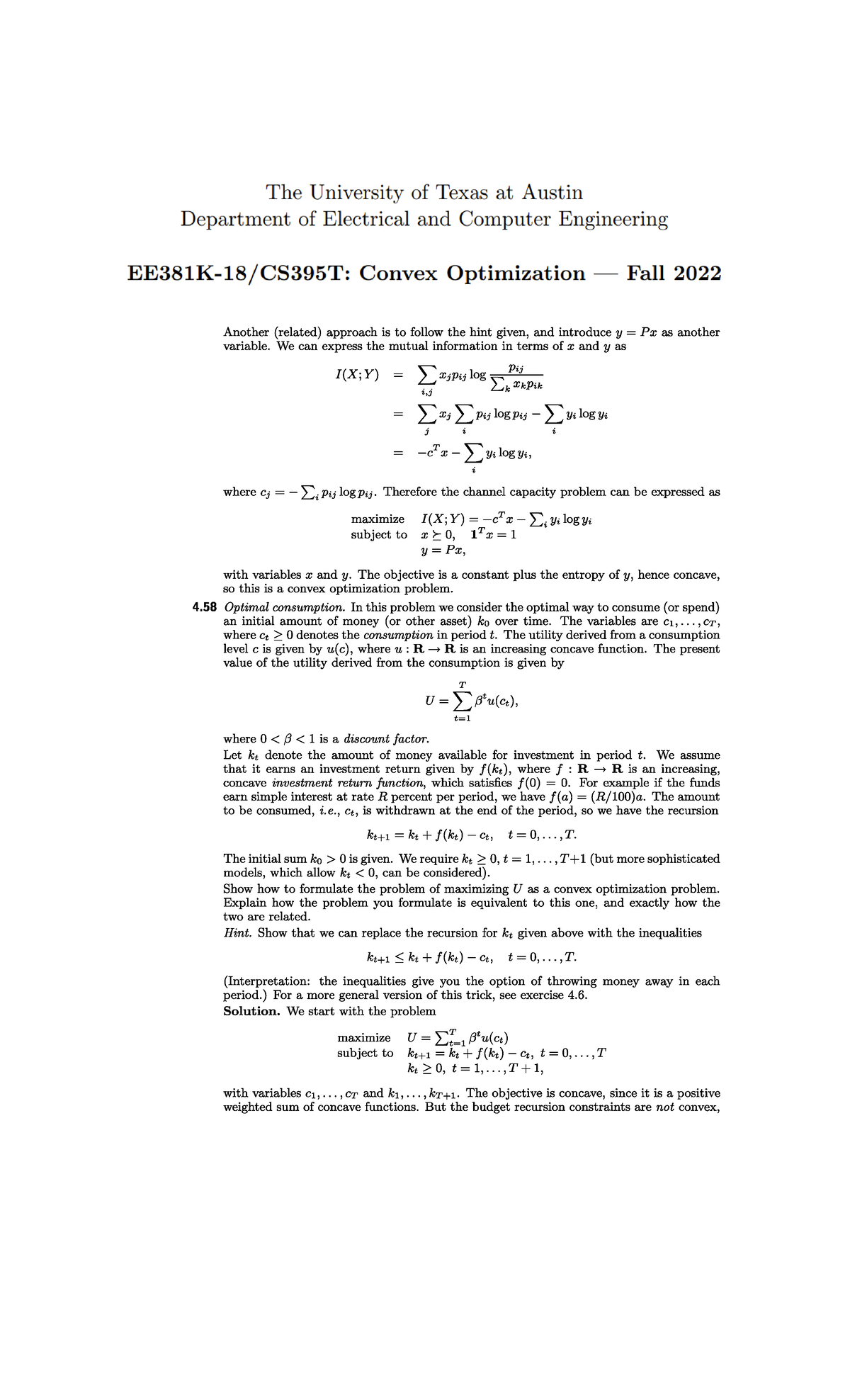 Convex Practice 120 Ece 381k Studocu
