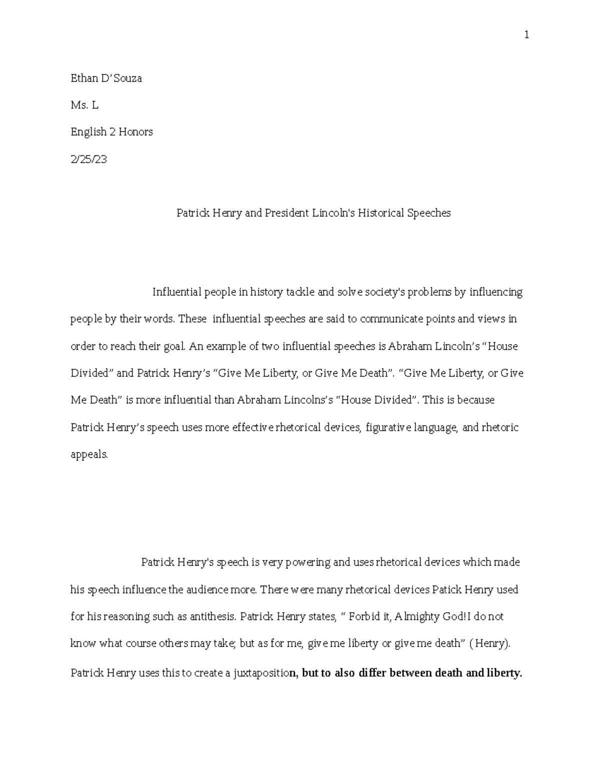 English 2 4.06 Essay - Practice material - Ethan D’Souza Ms. L English ...