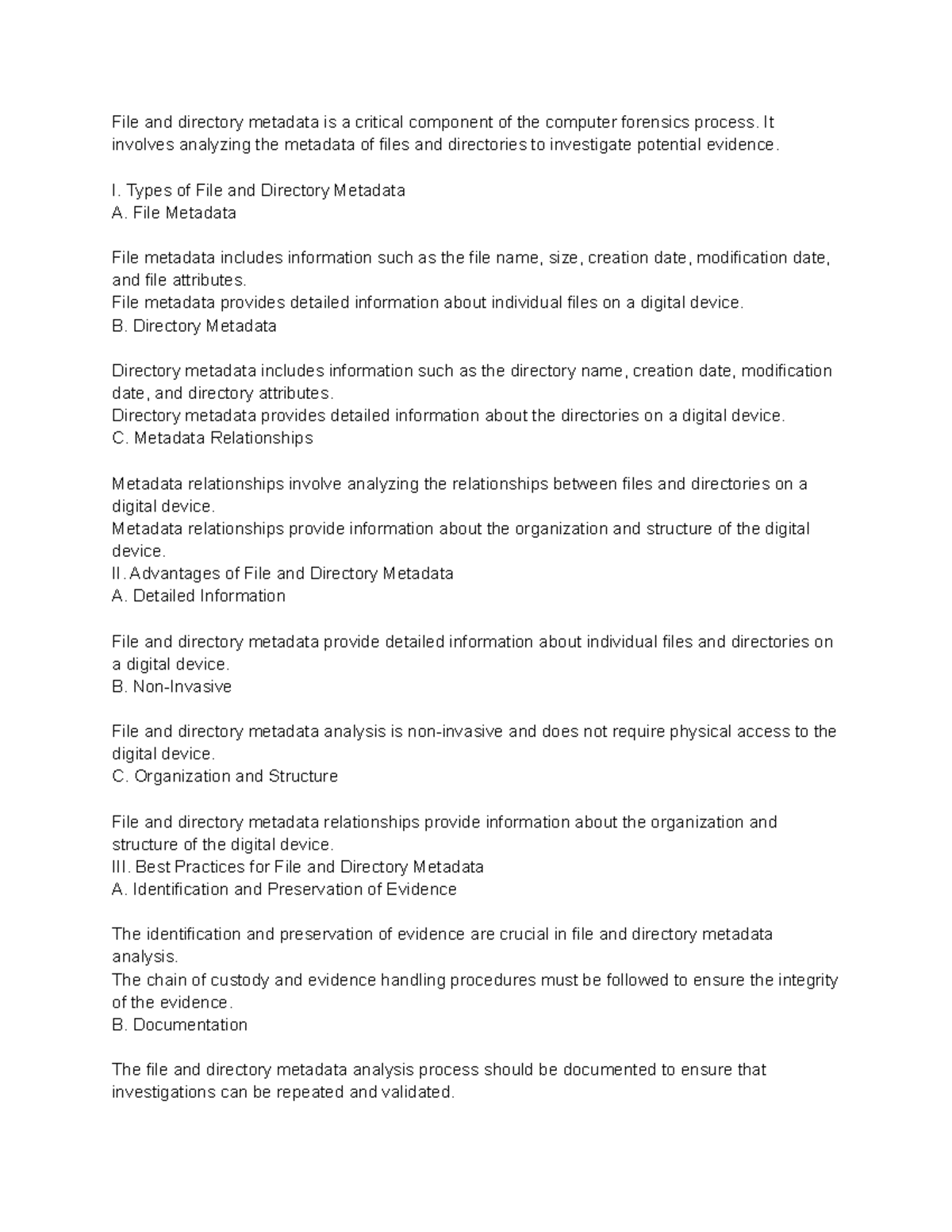 File and Directory Metadata Notes - File and directory metadata is a ...