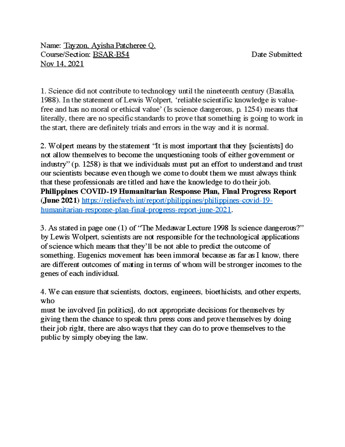 Understanding the Self Module 1 paper, Mapua - Name: Tayzon, Ayisha ...