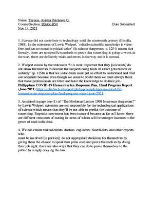 Understanding the Self Module 1 paper, Mapua - Name: Tayzon, Ayisha ...