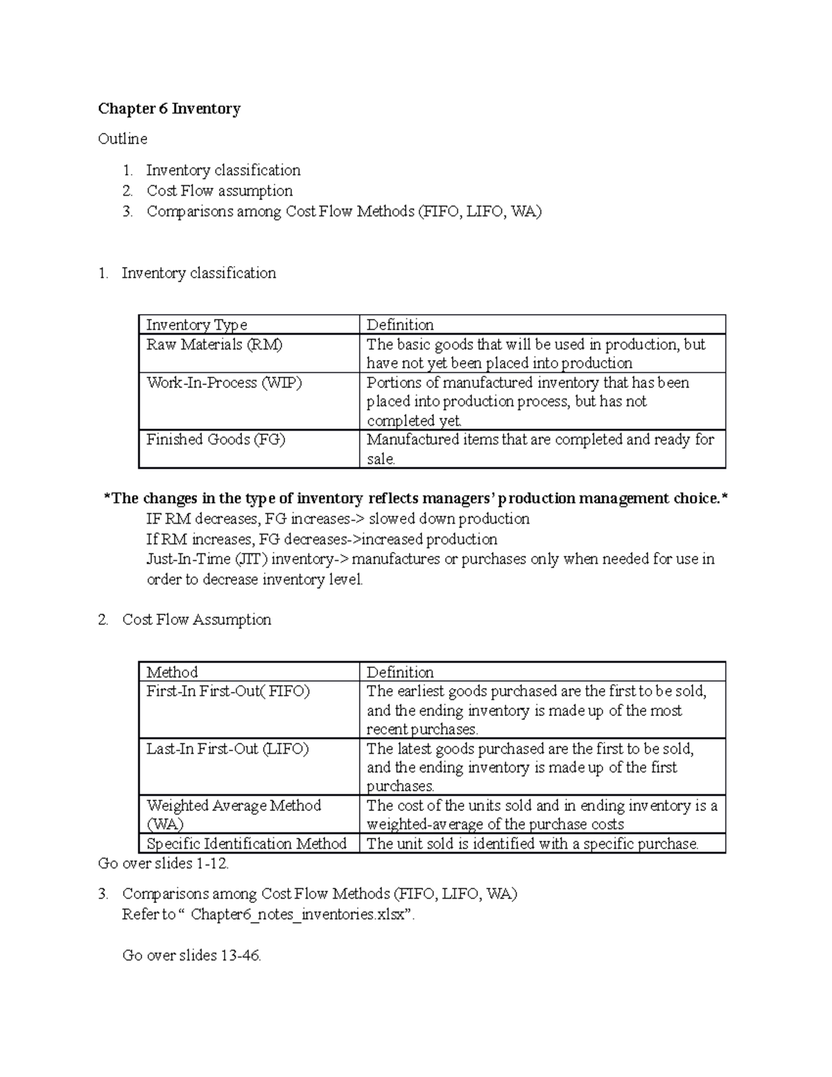 Chapter 6 notes part1 - This assignment is about Inventory and it also ...