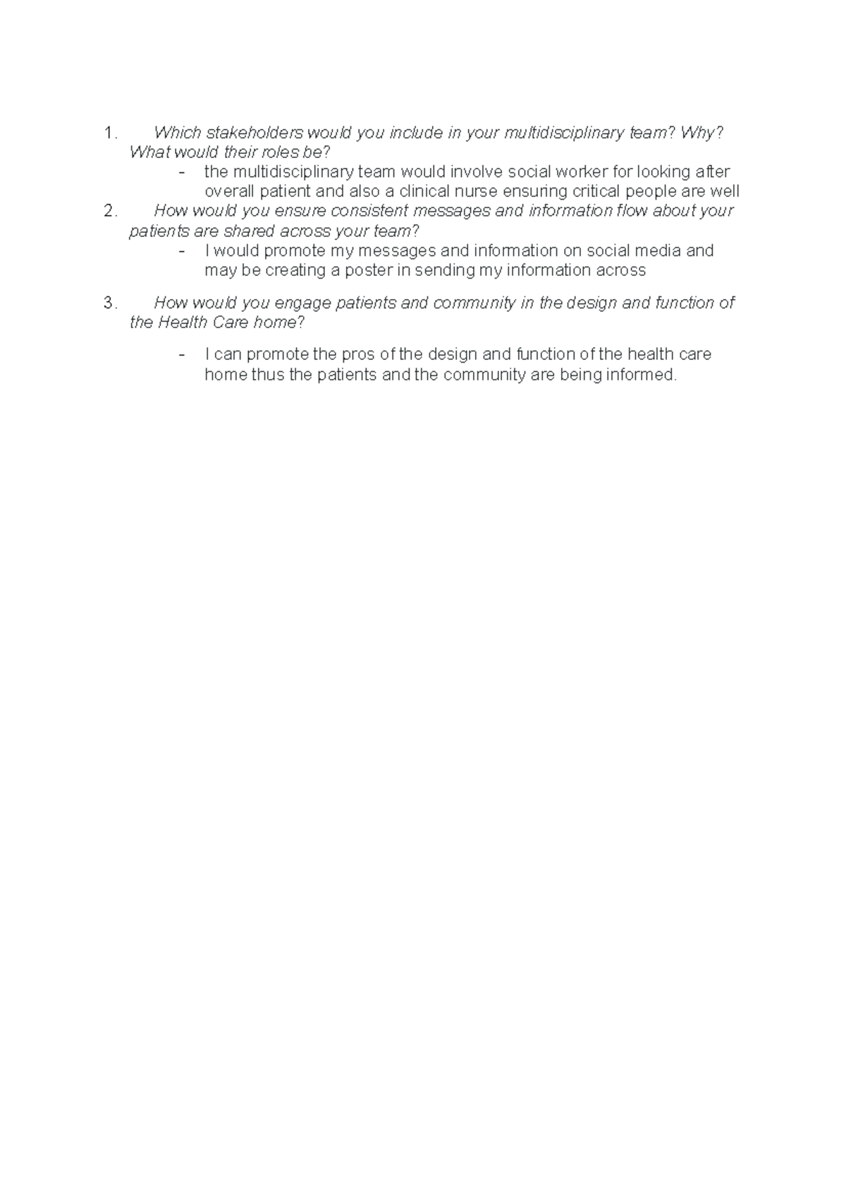 Week 10 tutorial work - wwwww - Which stakeholders would you include in ...