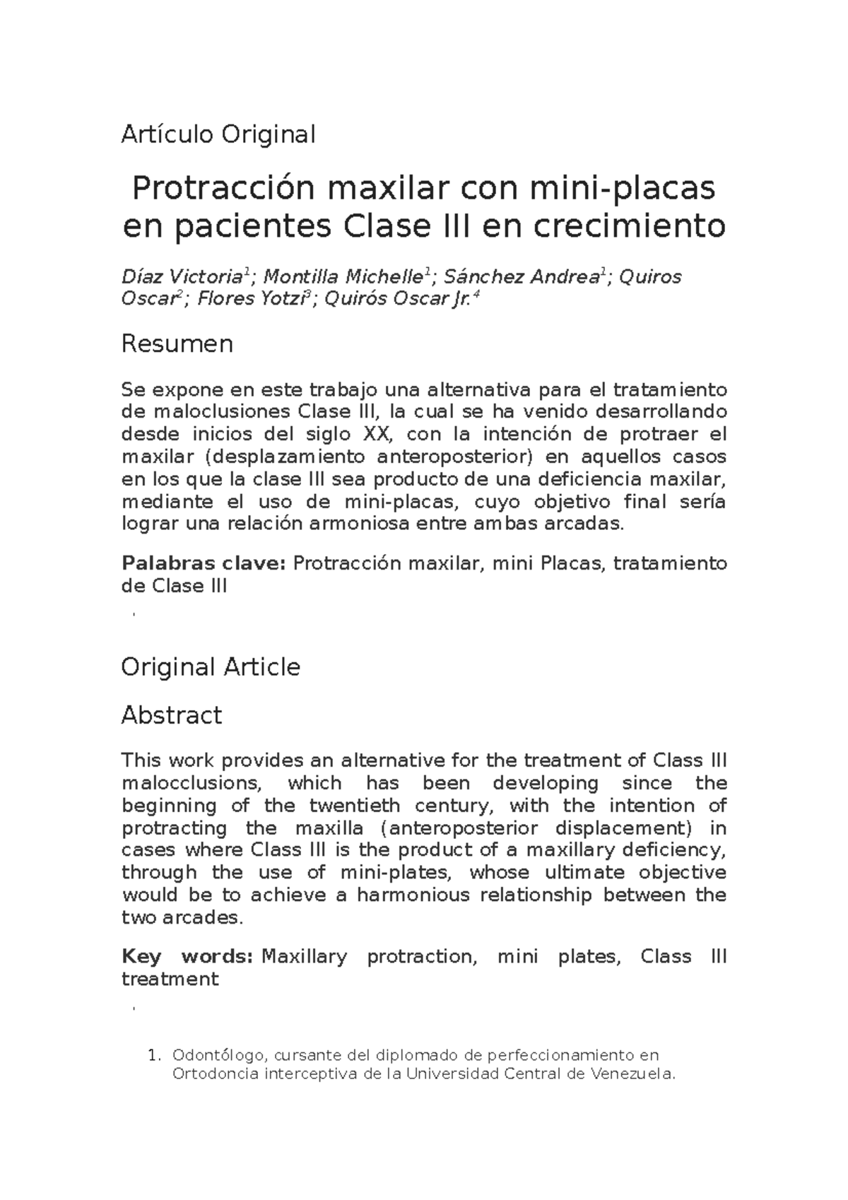 Protracción maxilar con Mini-Placas en pacientes Clase III en ...