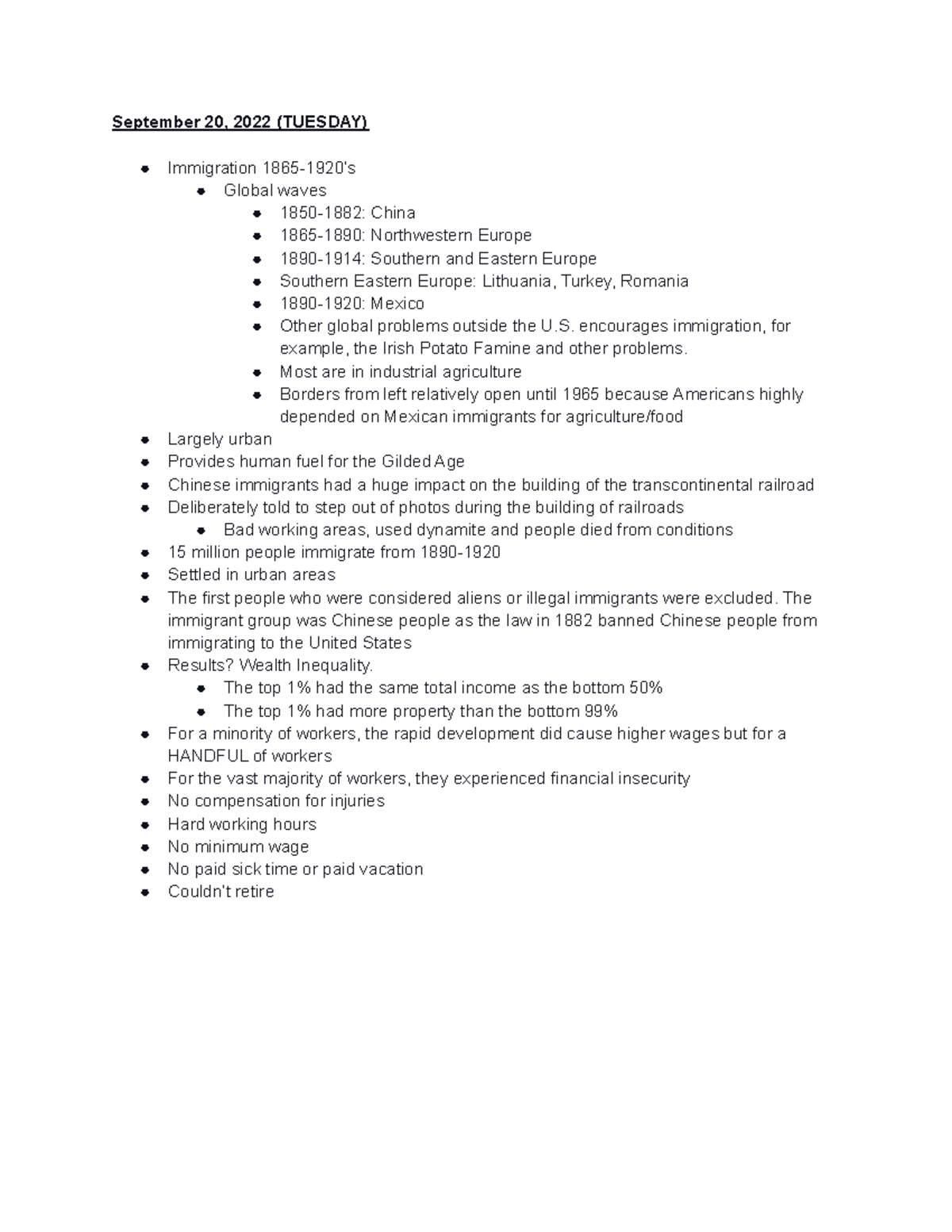 HIST271 Gilded Age - Immigration - September 20, 2022 (TUESDAY ...