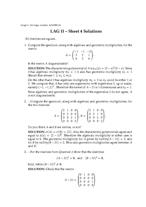 LAG-Solutions 3 - Problem sheets and solutions from Linear Algebra I ...