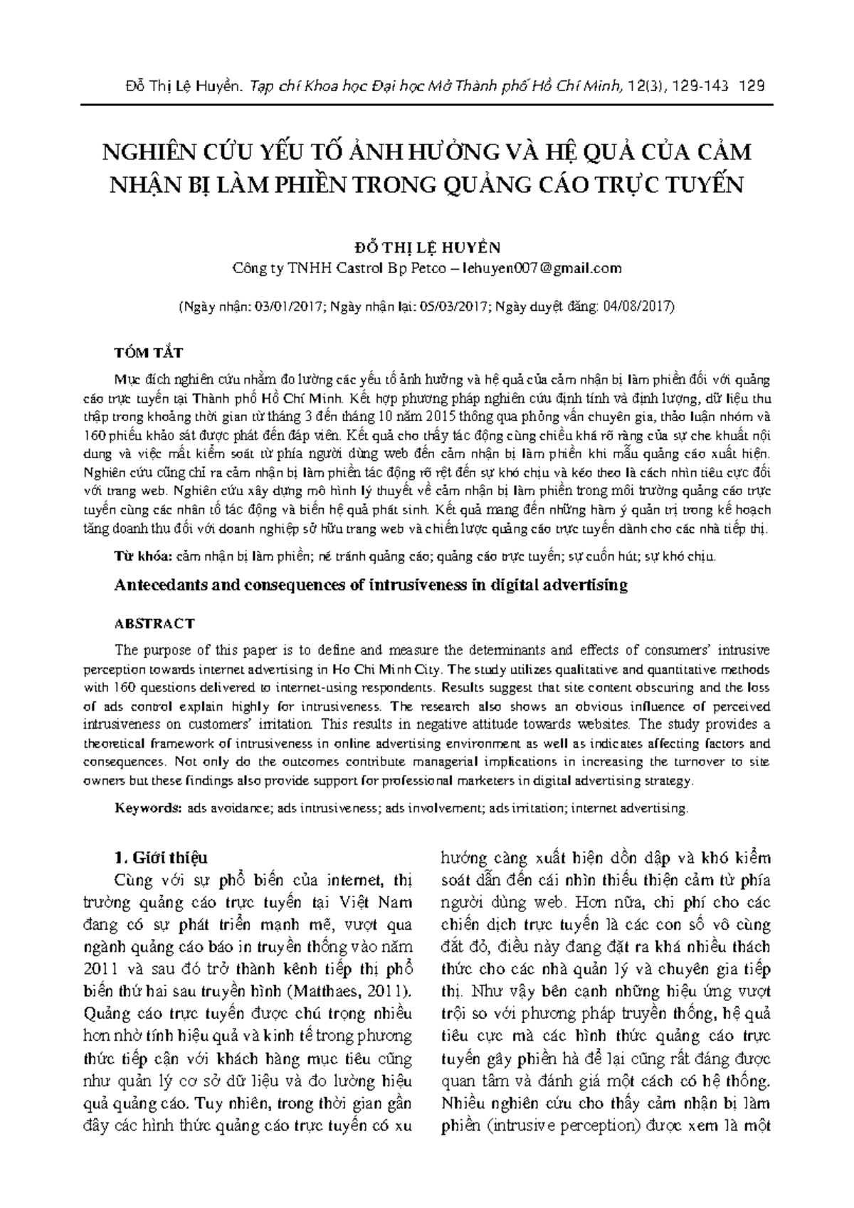 Quảng cáo 2 - NGHI N CỨU YẾU TỐ ẢNH HƯỞNG V¿ HỆ QUẢ CỦA CẢM NHẬN BỊ L¿M PHIỀN TRONG QUẢNG C¡O ...