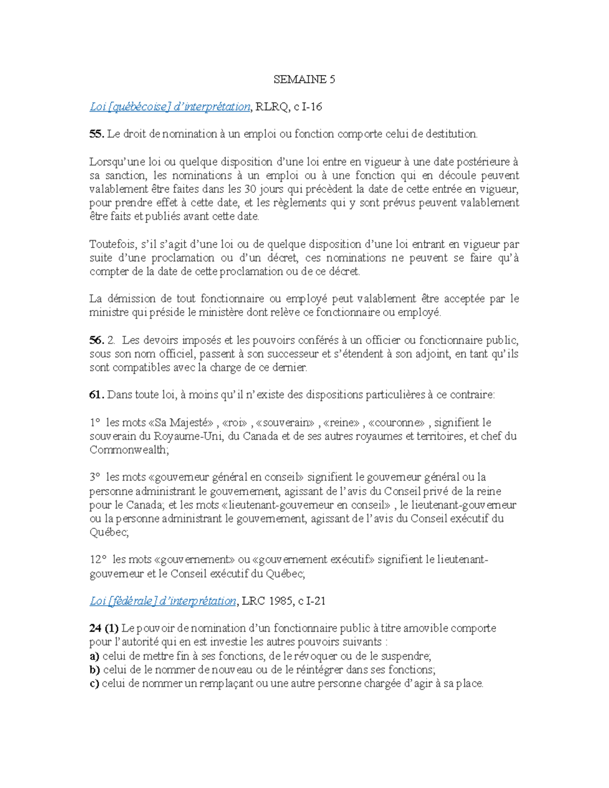 Législation 2 - Articles de lois relatifs à Droit administratif ...