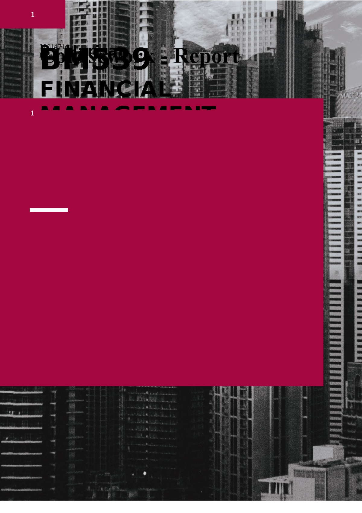 BM539 CW - Financial Management CW - 11 BM539 - FINANCIAL MANAGEMENT ...