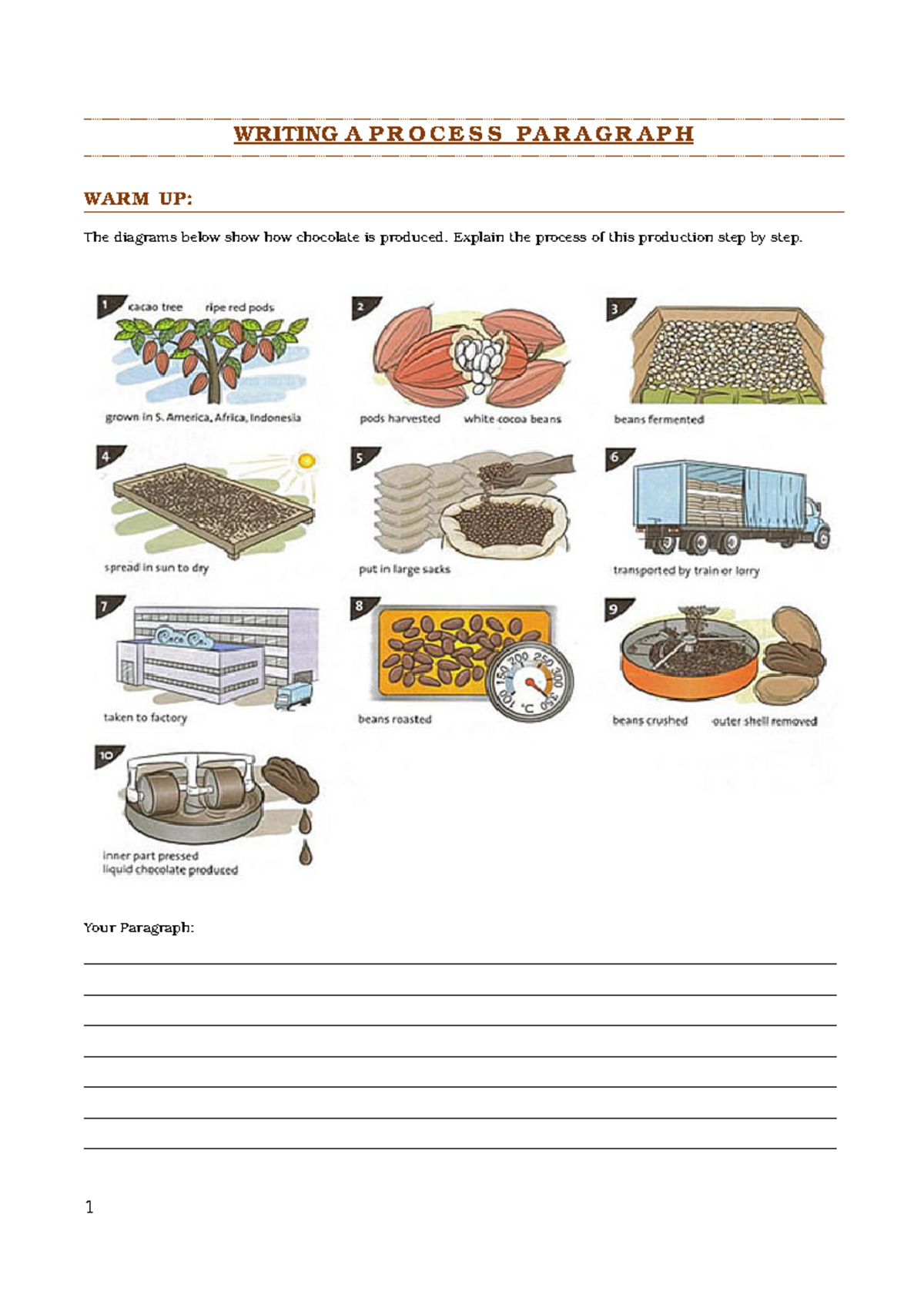 1.Process Writing Input - WRITING A PROCESS PARAGRAPH WARM UP: The ...