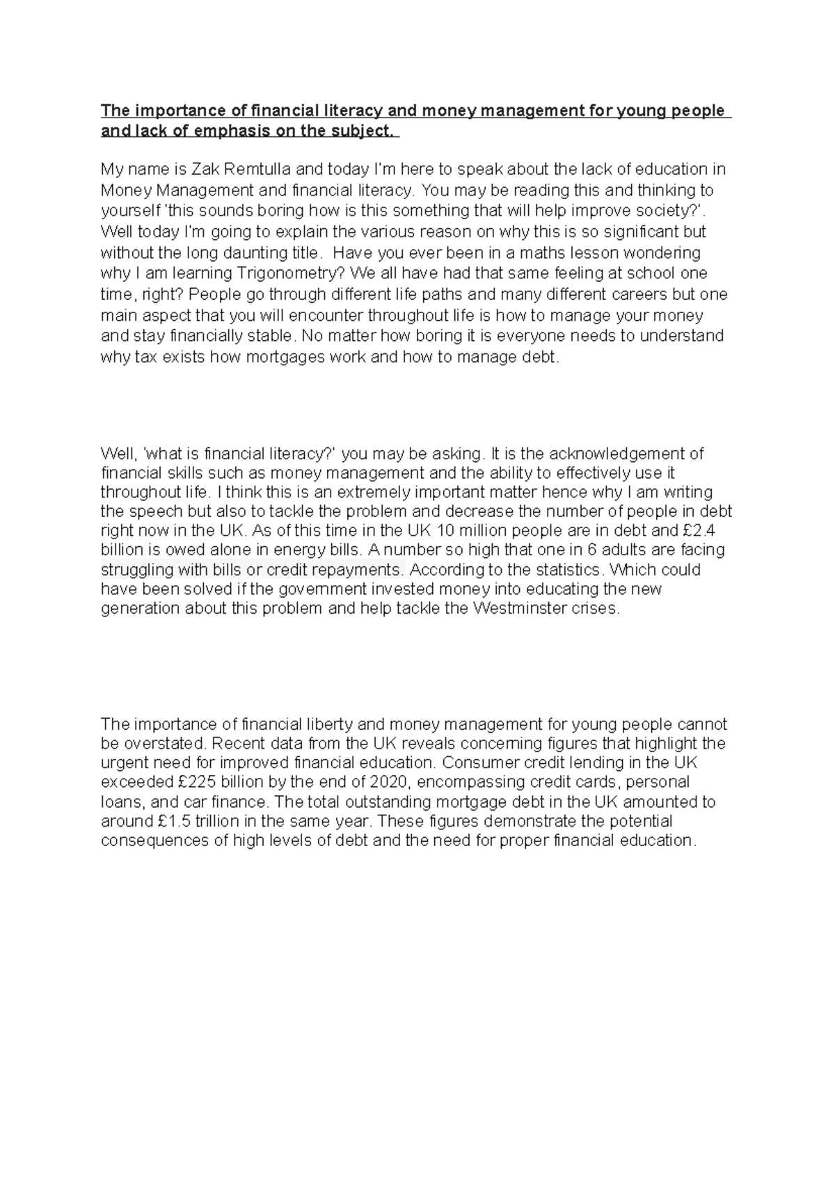 The importance of financial literacy and money management for young ...