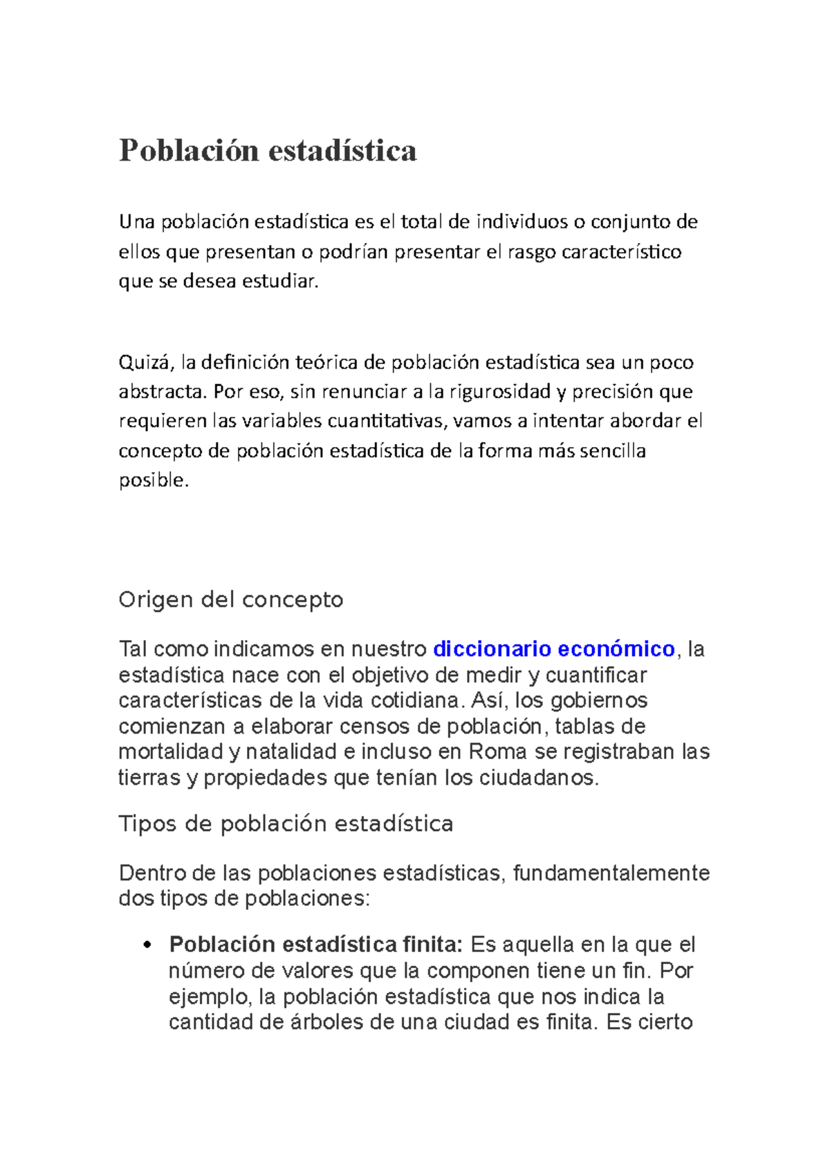 Población est adística - Población estadística Una población ...